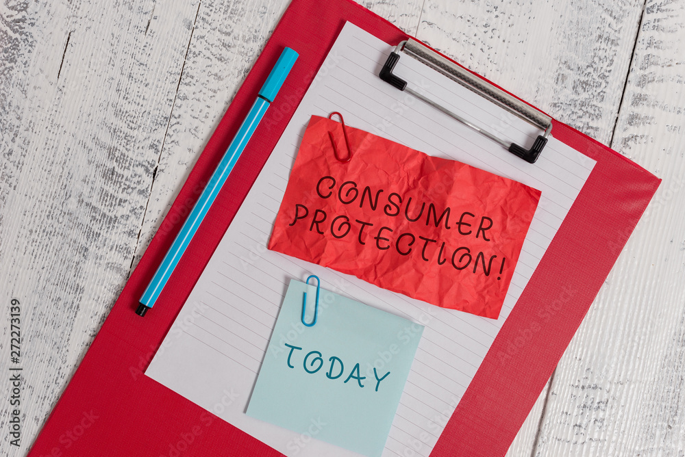 Writing note showing Consumer Protection. Business concept for Fair ...