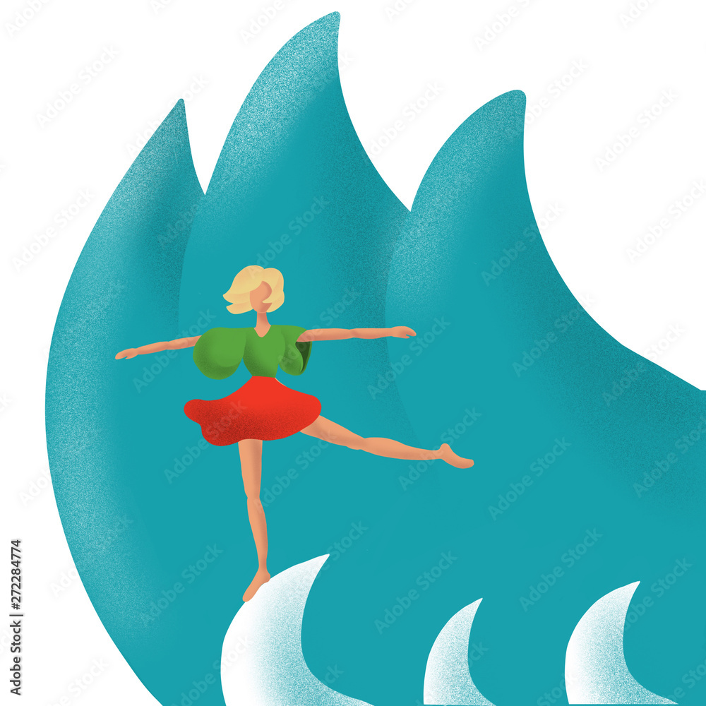 Young girl and the waves of the sea are splitting hair. Cute ...