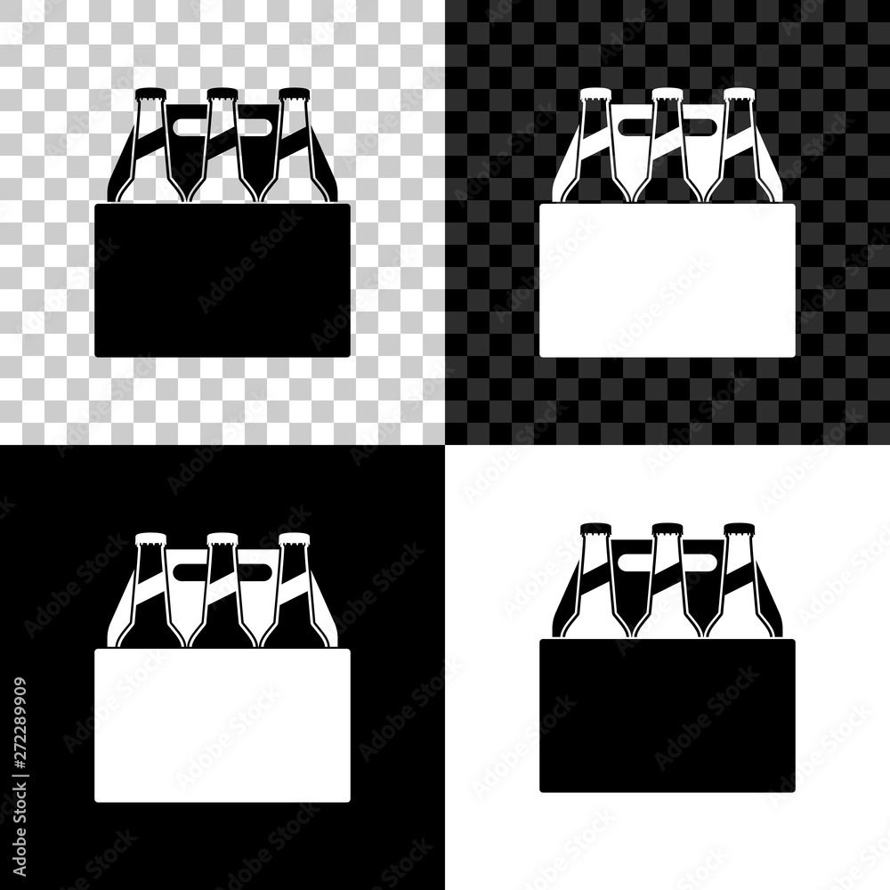 Pack of beer bottles icon isolated on black, white and transparent ...