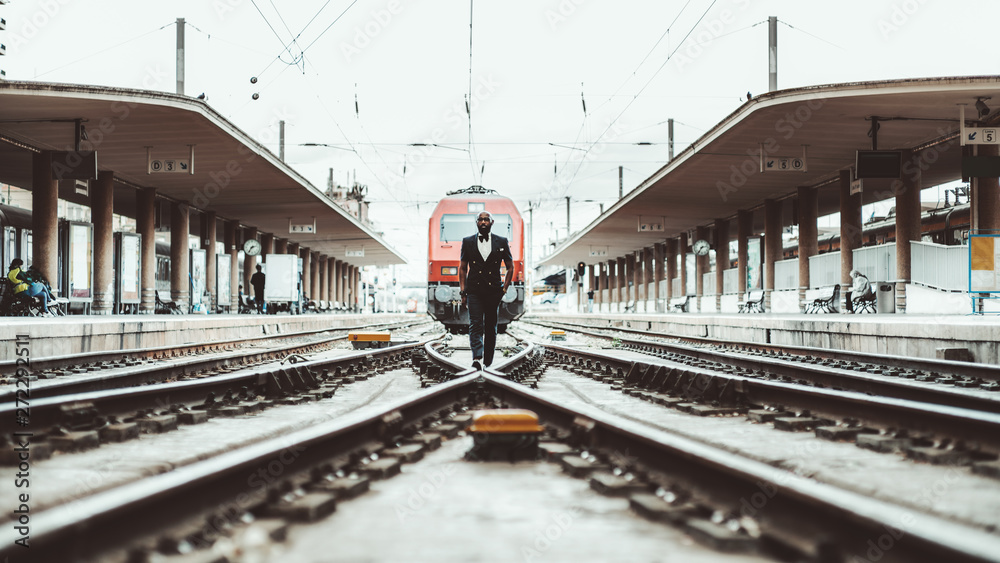 Modern Train On Tracks