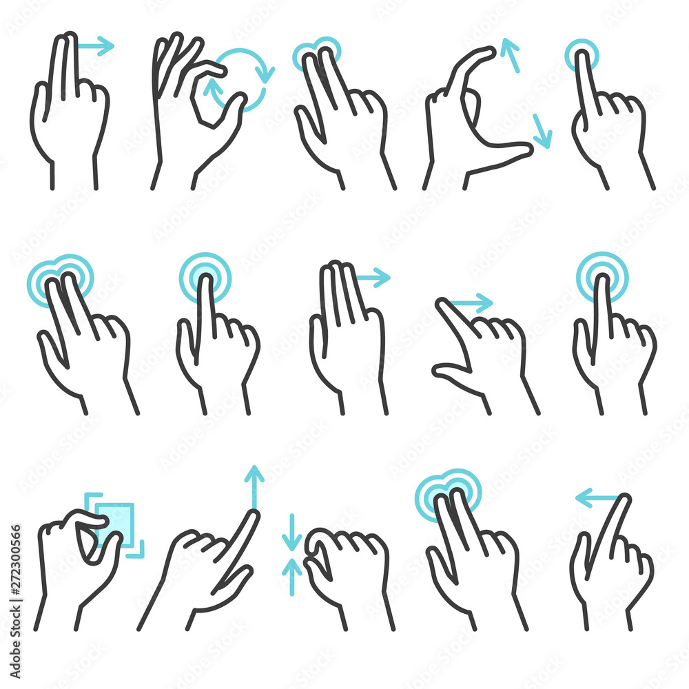 Phone hand gestures. Hand gesture for touchscreen devices, slide touch ...
