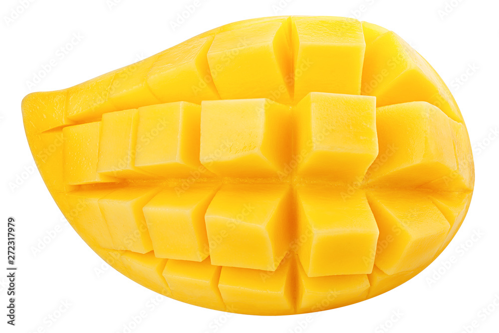 yellow mango isolated on white background, clipping path, full depth of ...