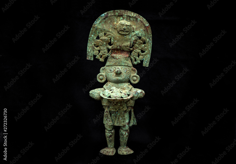 Pre-columbian copper men figure from Lambayeque ancient Peruvian ...
