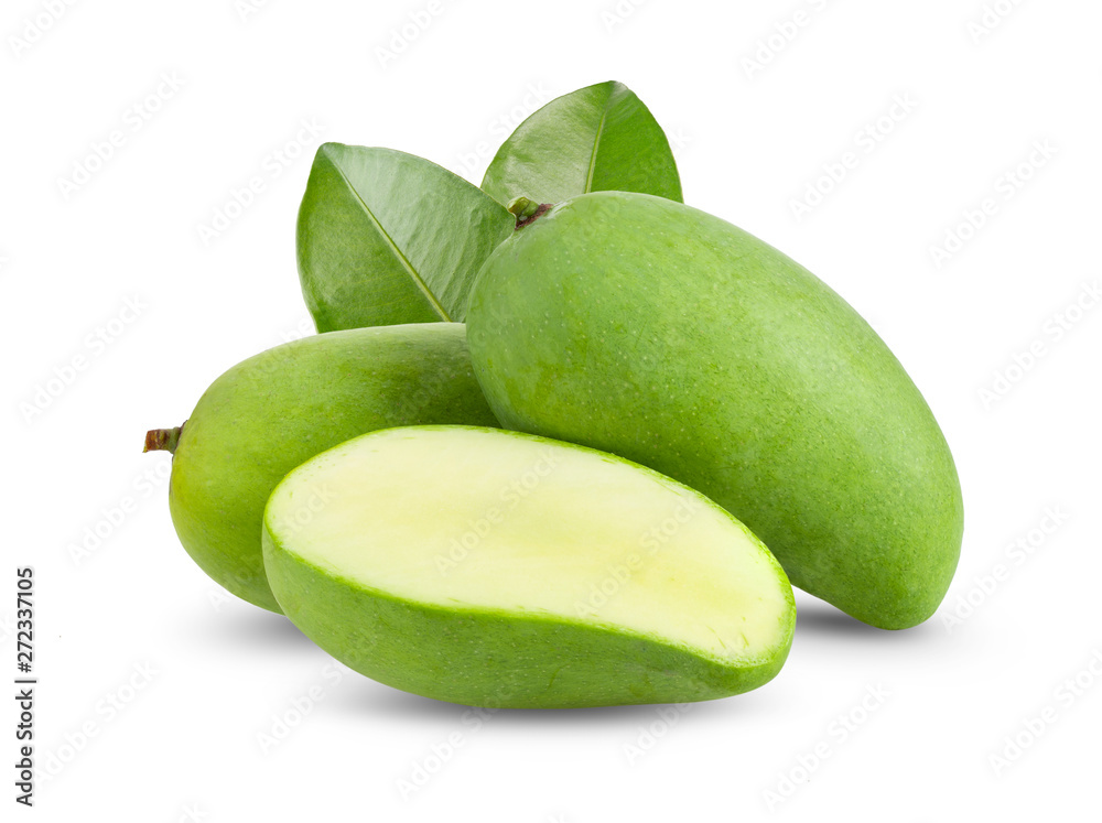 green mango isolated on white background. full depth of field Stock ...