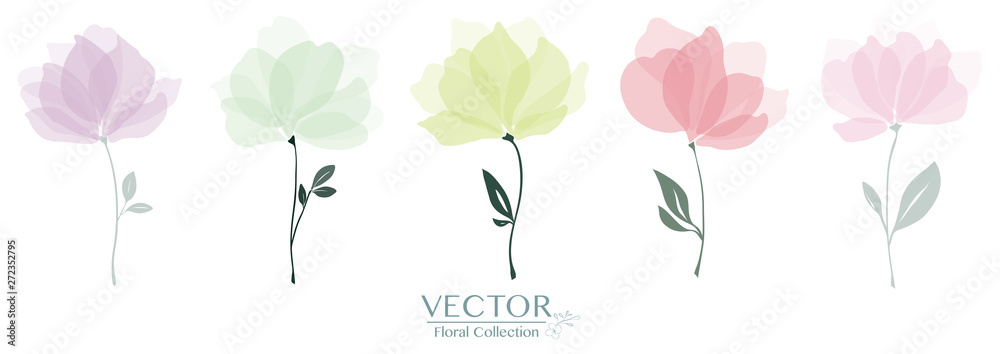 Set of cute floral collection Stock Vector | Adobe Stock
