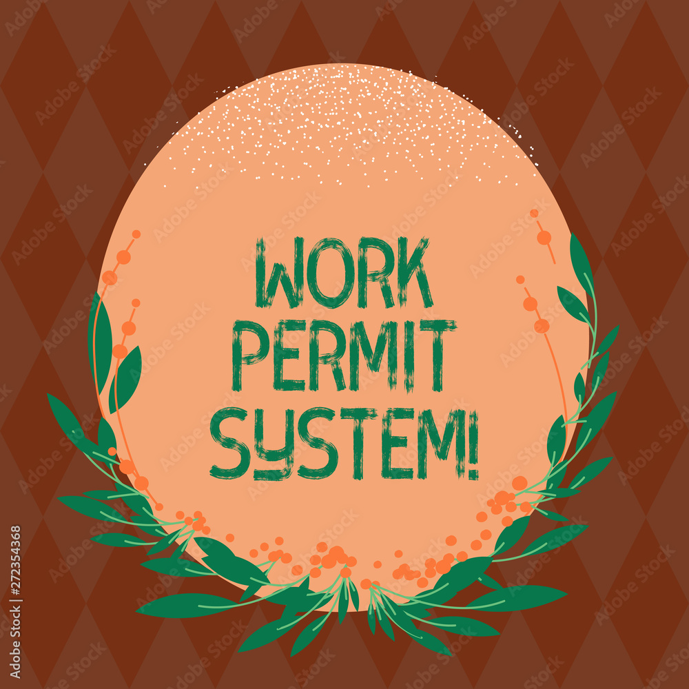 Writing note showing Work Permit System. Business photo showcasing ...
