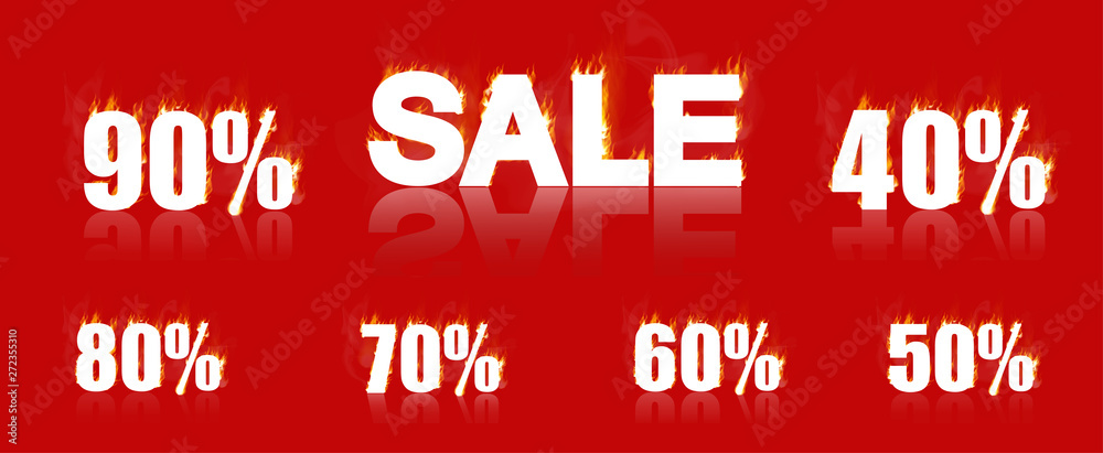 Sale - inscription and 90,80,70,60,50,40%, a whites inscriptions on ...