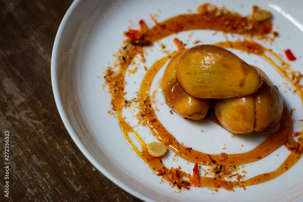 Salacca with sweet spicy sauce. Salacca or Snakefruit is a species of ...