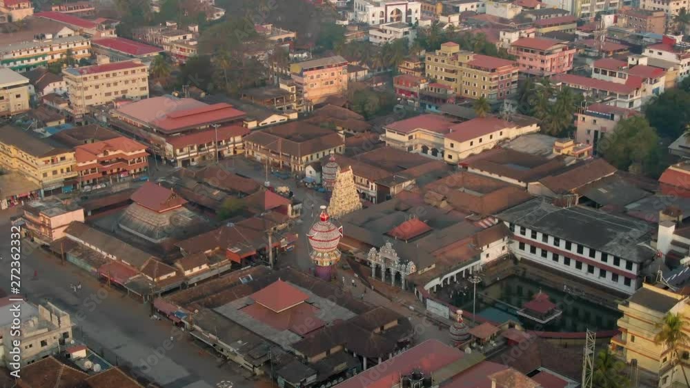 Udupi Krishna holy temple, Karnataka state in India, 4k aerial drone ...