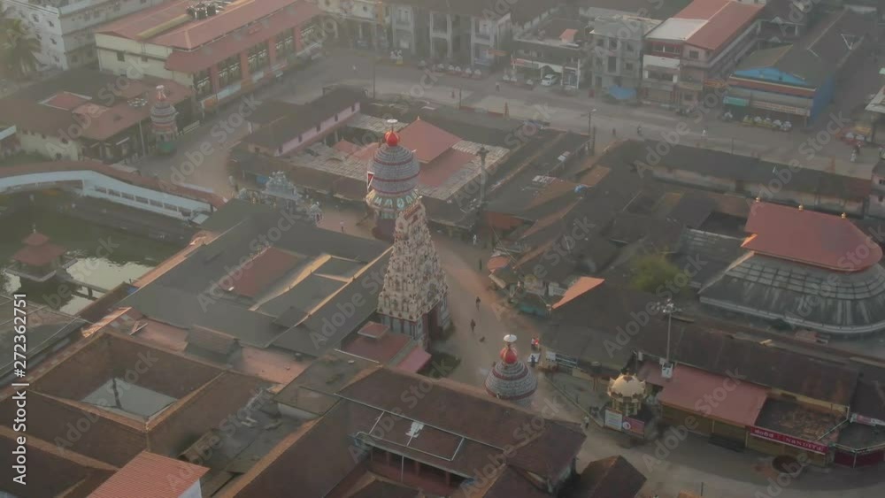 Udupi Krishna holy temple, Karnataka state in India, 4k aerial drone ...