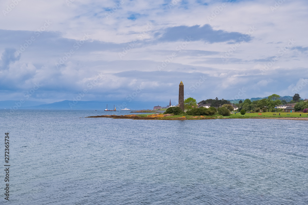 Largs Foreshore and the Pencil Monument Commemorating the Viking Battle ...