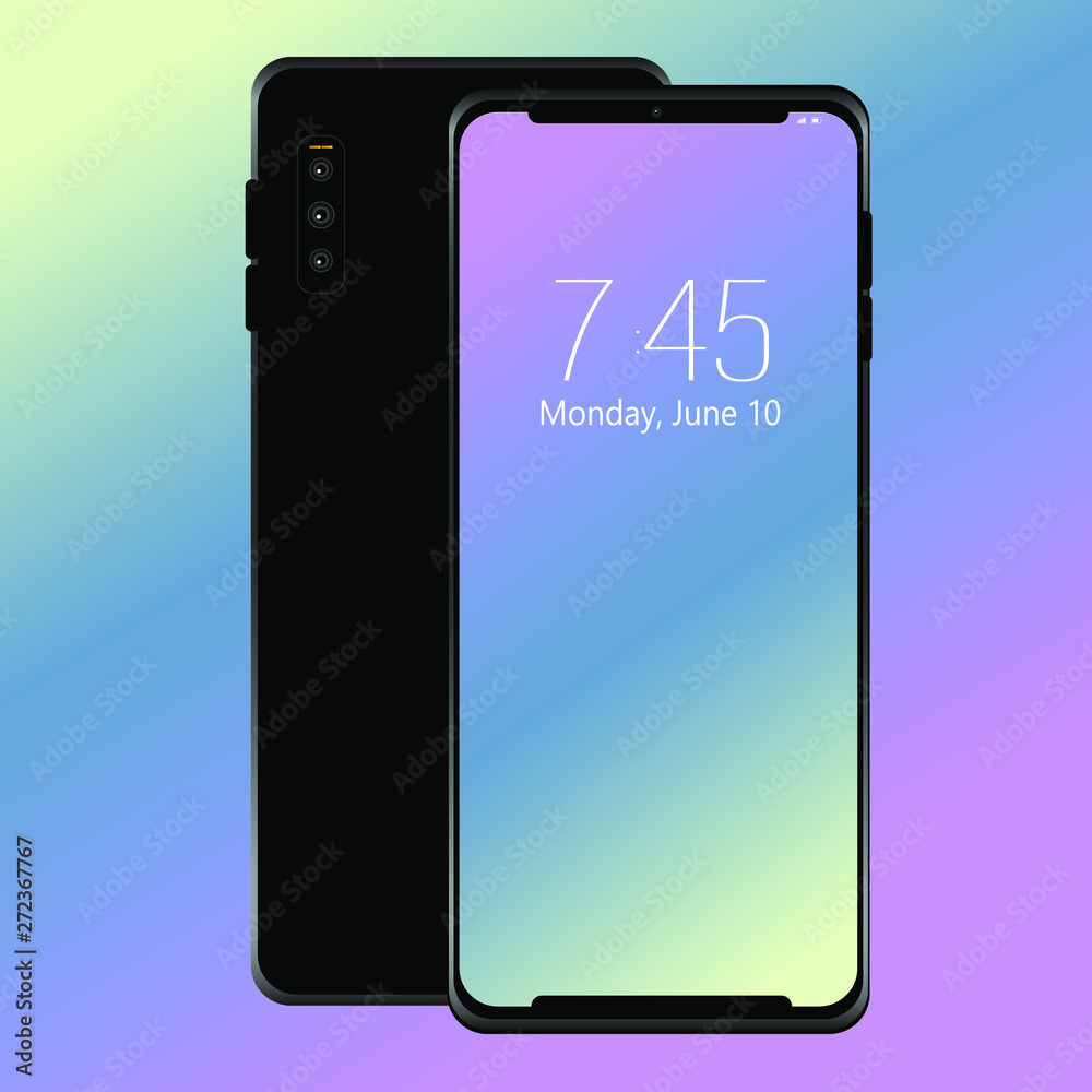 Smartphone design concept. Realistic vector illustration. Black smart ...