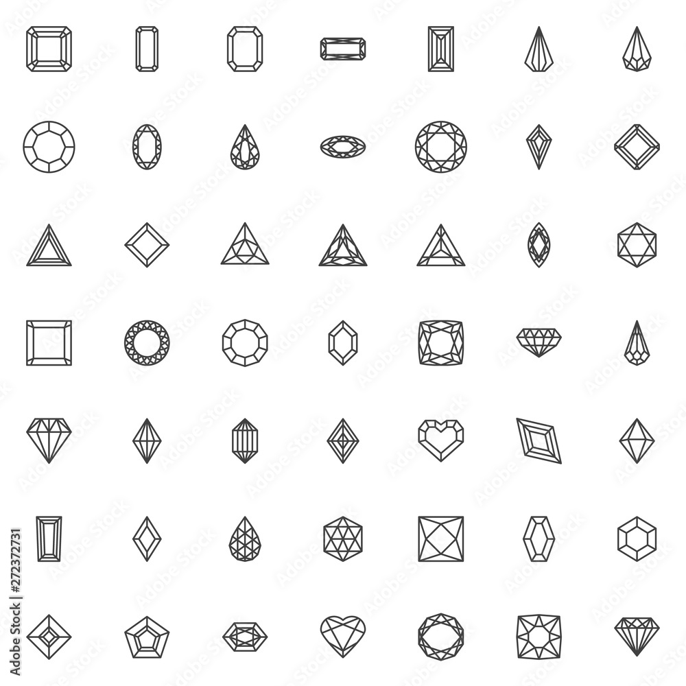 Various Diamond Shapes Line Icons Set Linear Style Symbols Collection Various Diamond Shapes Line Icons Set Linear Style Symbols Collection
