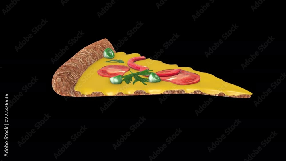 Seamless young animation of a slice of pizza isolated with alpha ...