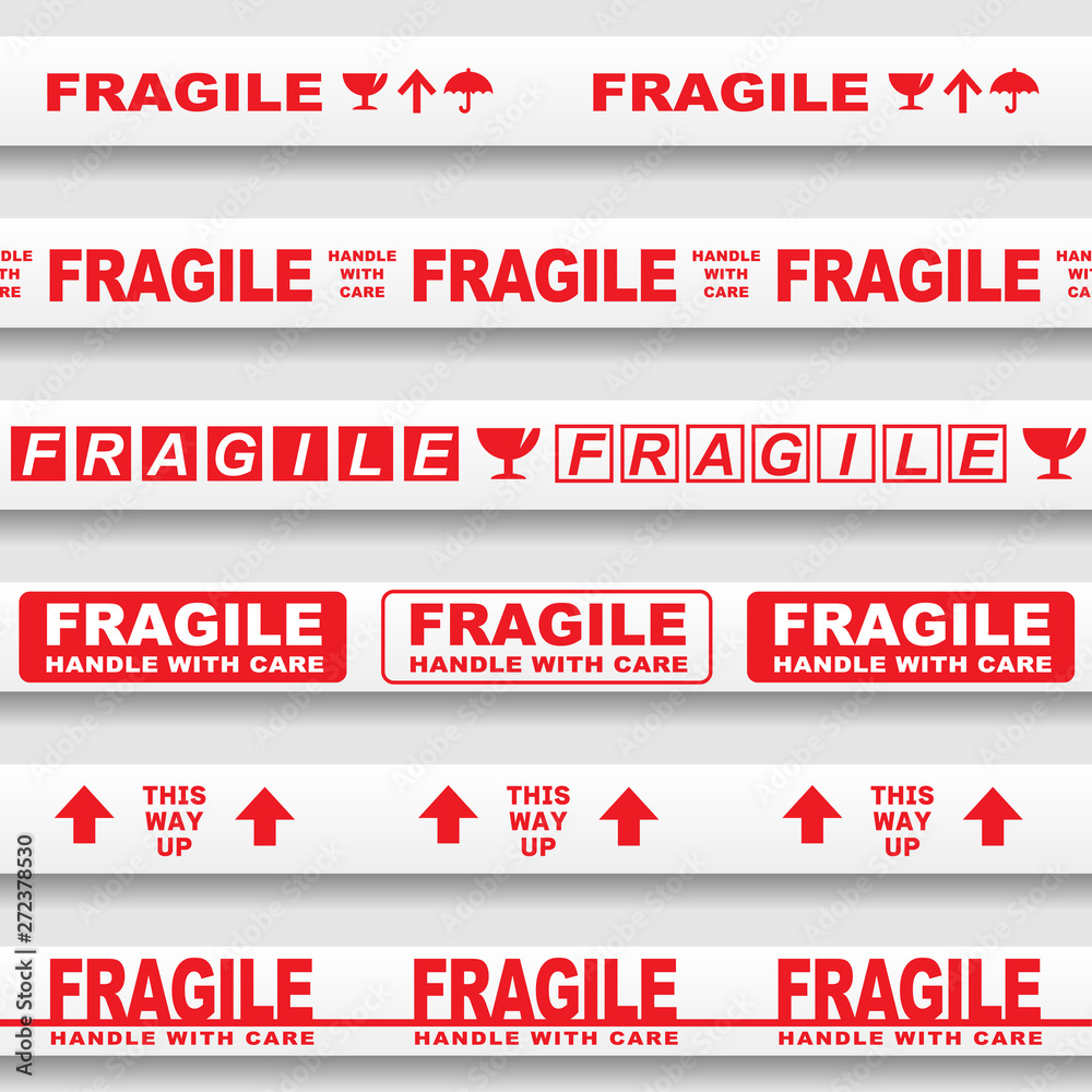 Set of seamless packaging sign tapes on white background vector image ...