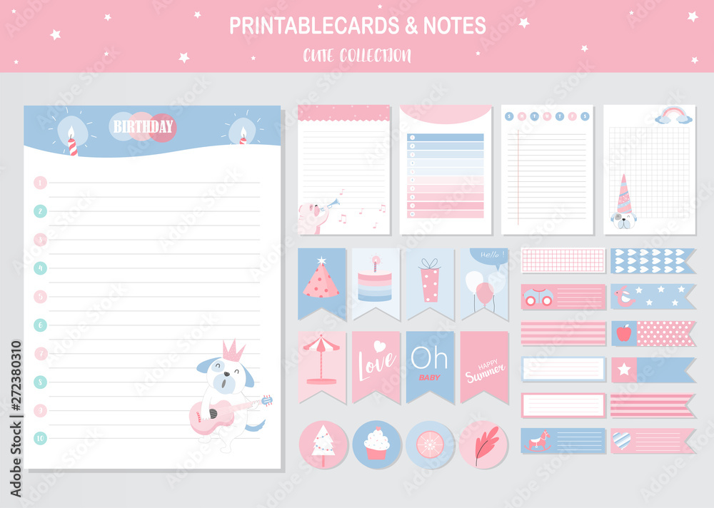 Set of animals and cute vector cards,dog,baby shower,printable, tags ...