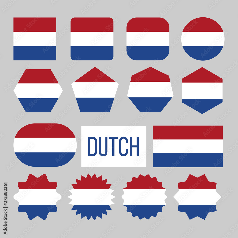 Dutch Flag Collection Figure Icons Set Vector. Horizontal Triband Of ...
