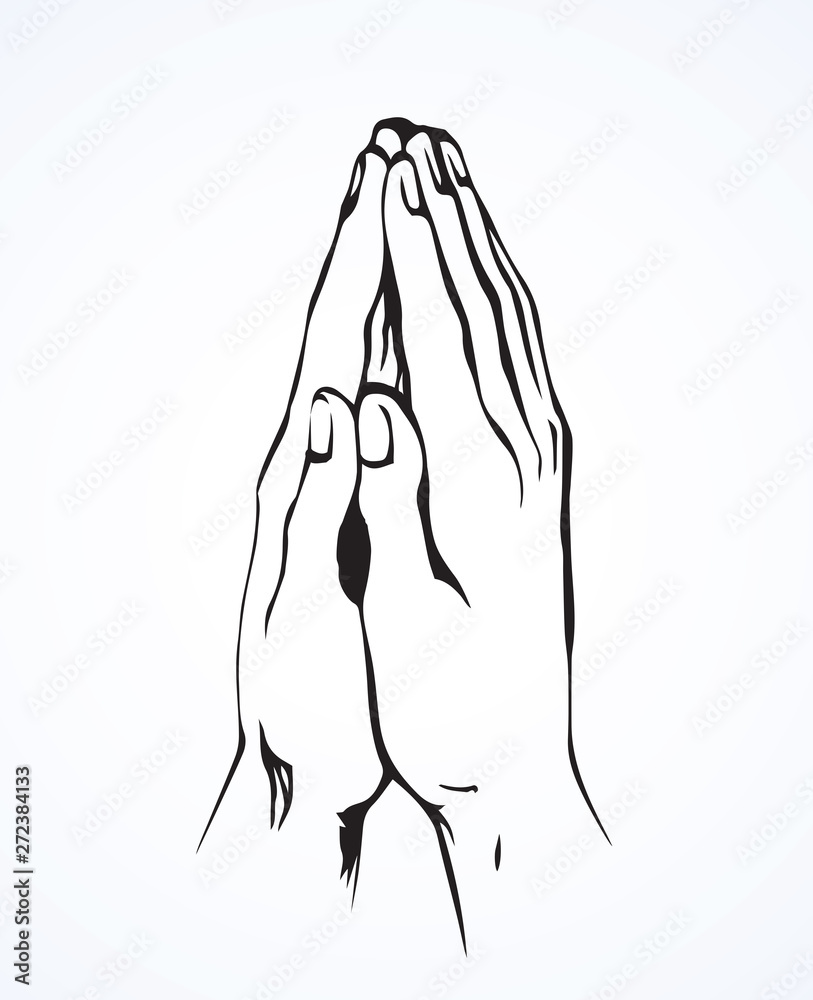 Praying hands. Vector drawing Stock Vector | Adobe Stock