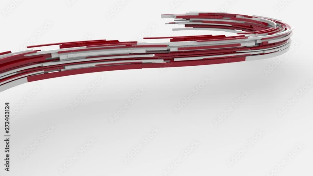 3d rendering of floating red and wite line shapes against white ...