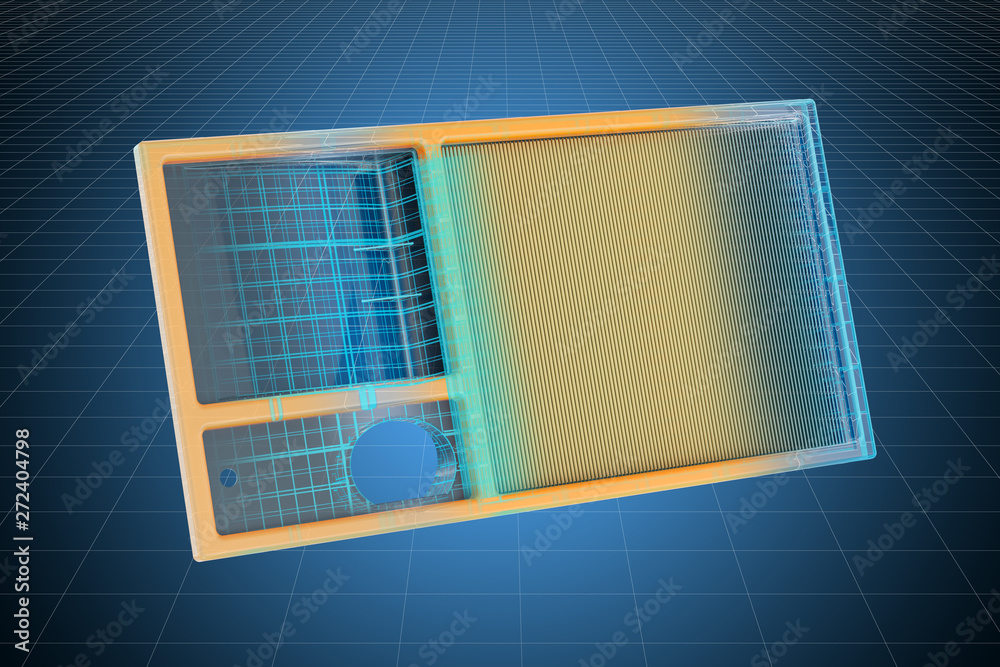 Visualization 3d cad model of air filter, blueprint. 3D rendering Stock ...
