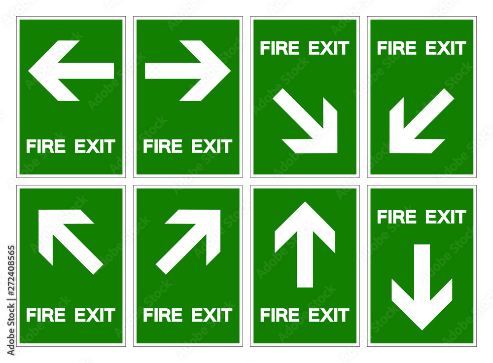 Set Of Fire Exit Symbol Sign ,Vector Illustration, Isolate On White ...