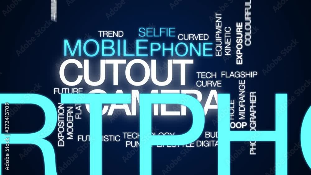 Cutout camera animated word cloud, text design animation. Kinetic ...