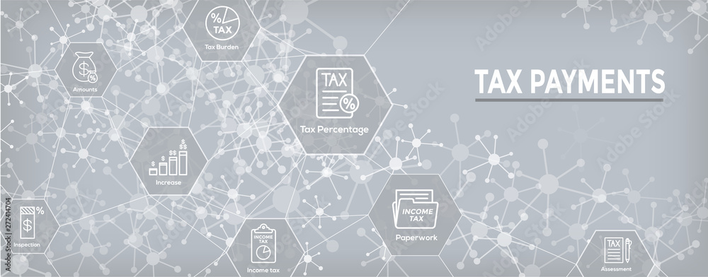 Tax concept - percentage paid, icon and income idea. Flat vector ...