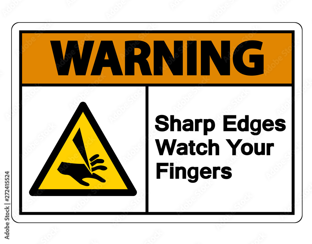 Waring Sharp Edges Watch Your Fingers Symbol Sign Isolate On White ...