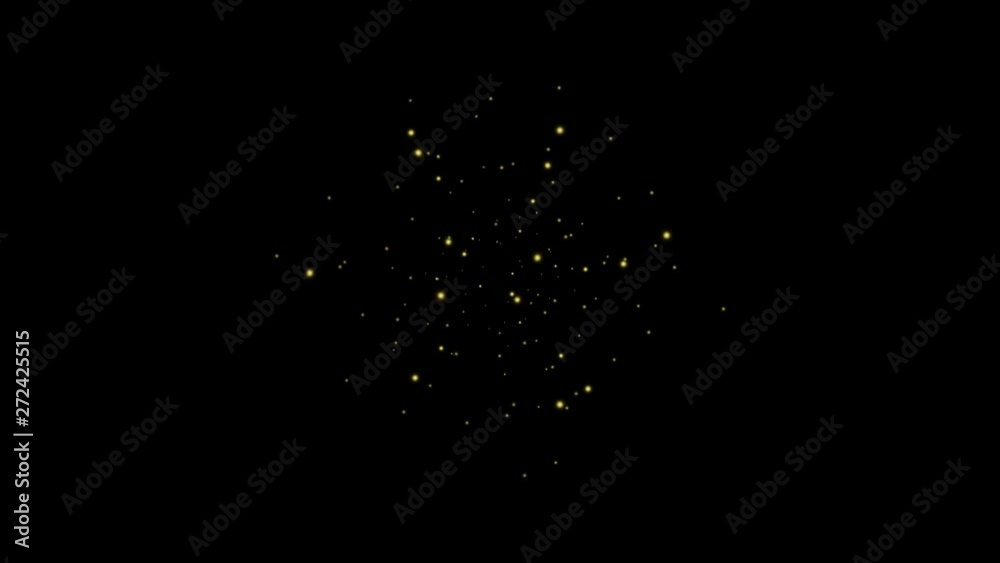 Beautiful Gold Floating Dust Particles with Flare on Black Background ...