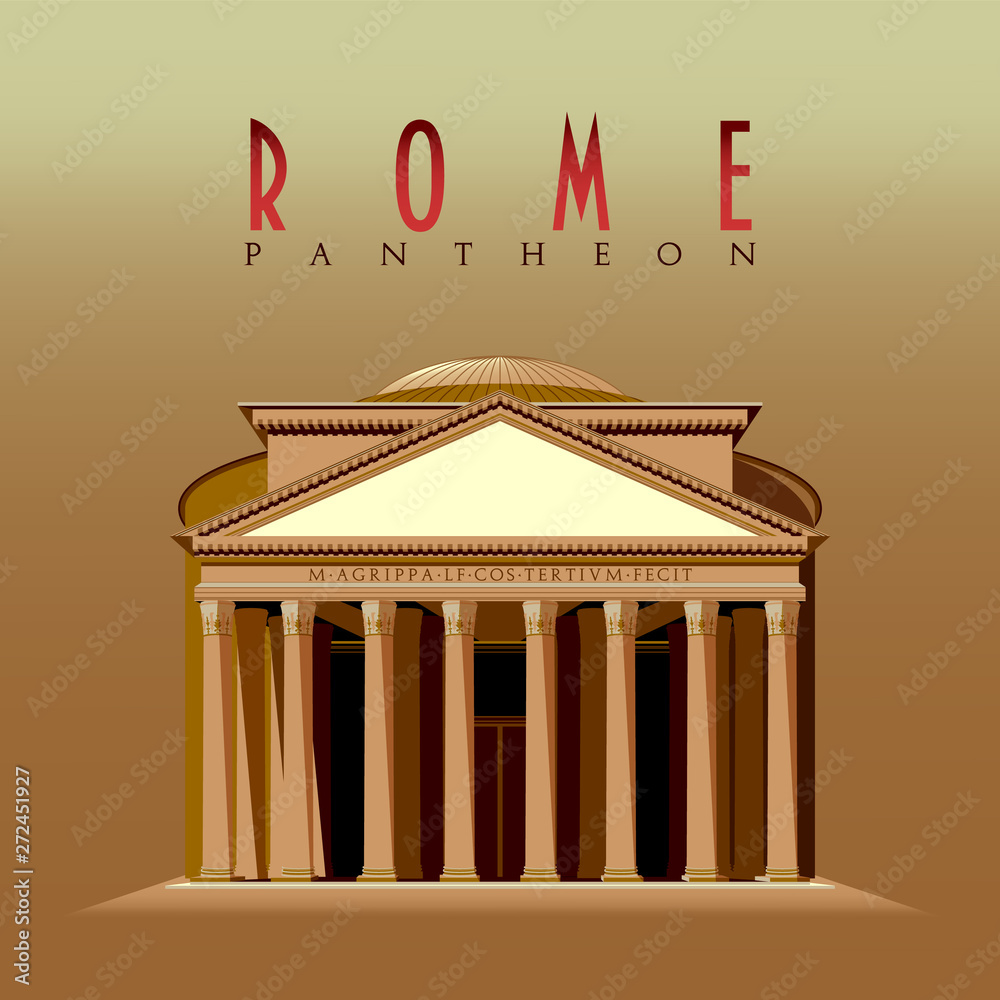 Pantheon building, Rome, Italy. Handmade drawing vector illustration ...