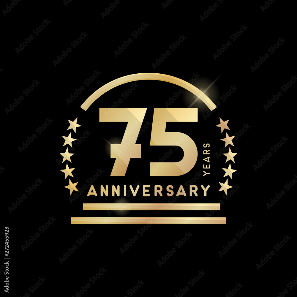 75th year anniversary golden emblem. Vector icon. Stock Vector | Adobe ...