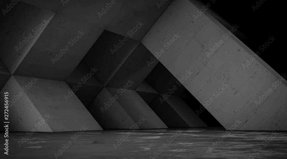 Abstract empty concrete space with geometric shapes, contemporary ...