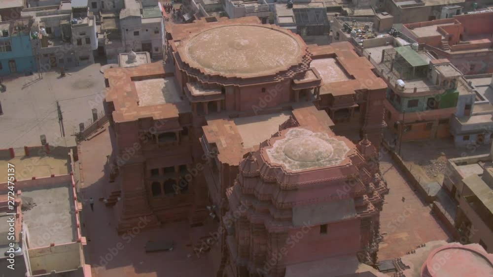 Vrindavan, city of 5000 temples. India, 4k aerial Stock Video | Adobe Stock