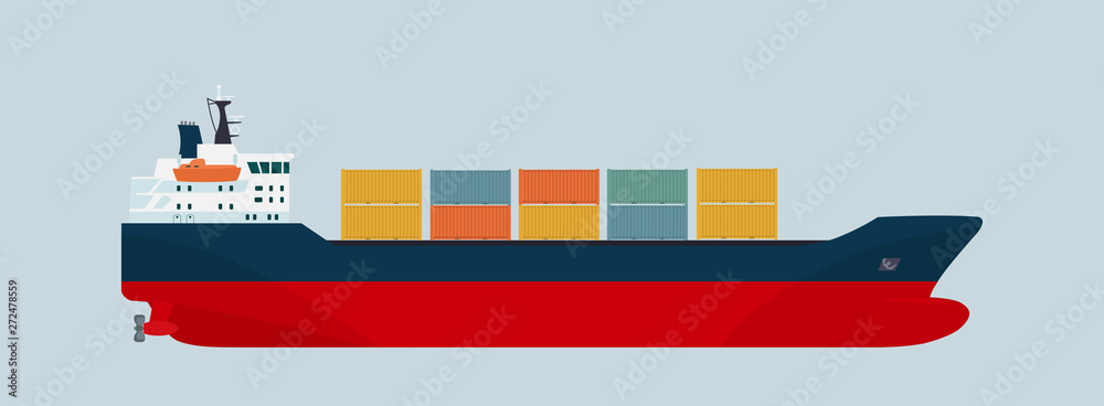 Cargo ship container isolated. Vector flat style illustration. Stock ...