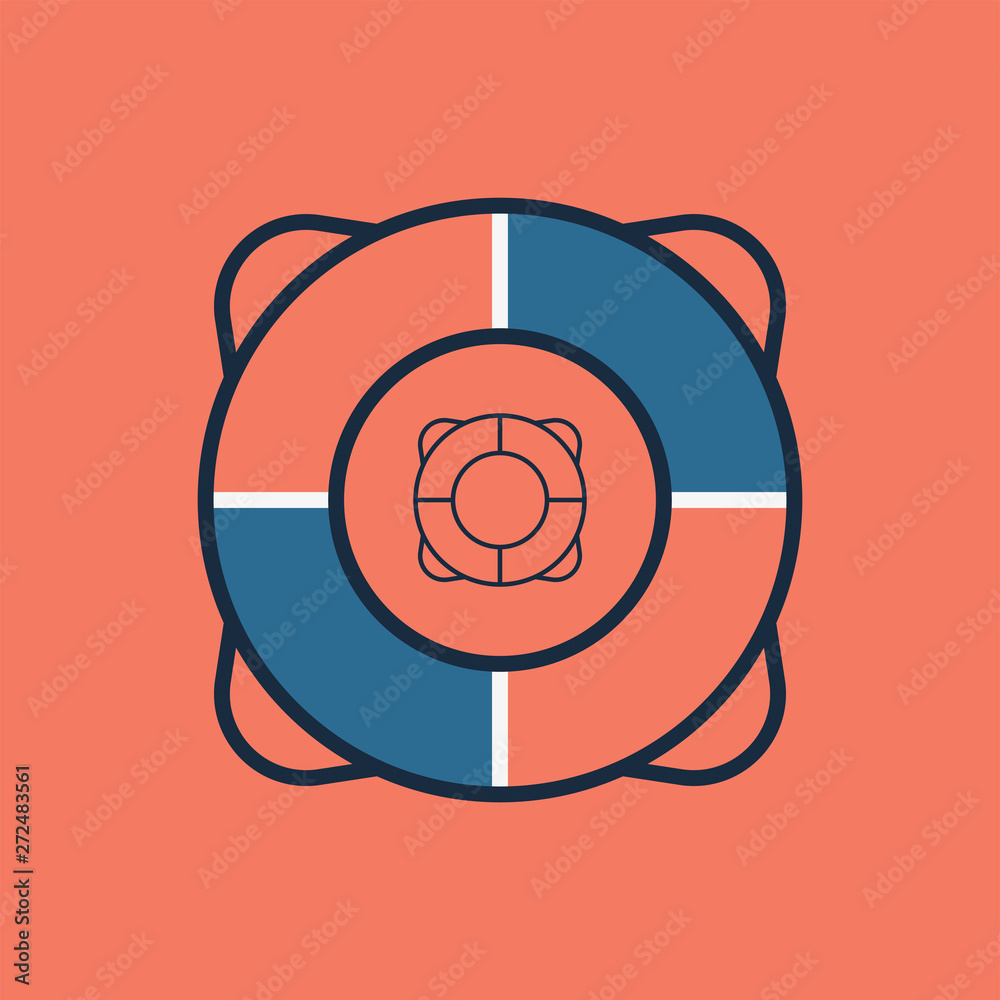 Flotation ring sign and Safety ring icon in vector line style with ...