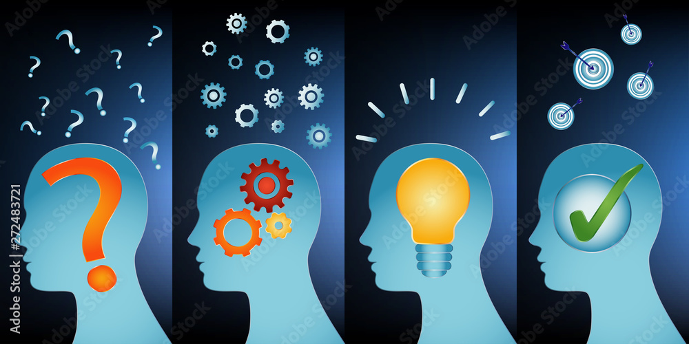 Problem thinking inspiration idea and success. Human head problem ...