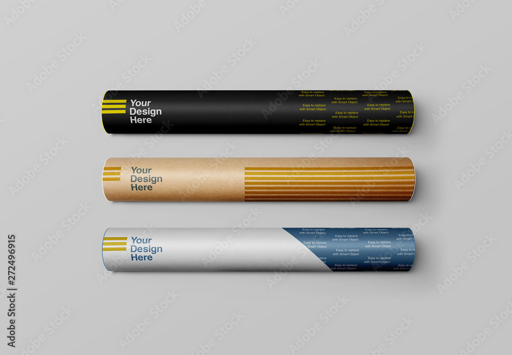 3 Paper Cardboard Tube Design Mockups Stock Template | Adobe Stock