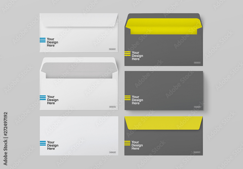 3 Front and Back Envelope Mockups Stock Template | Adobe Stock