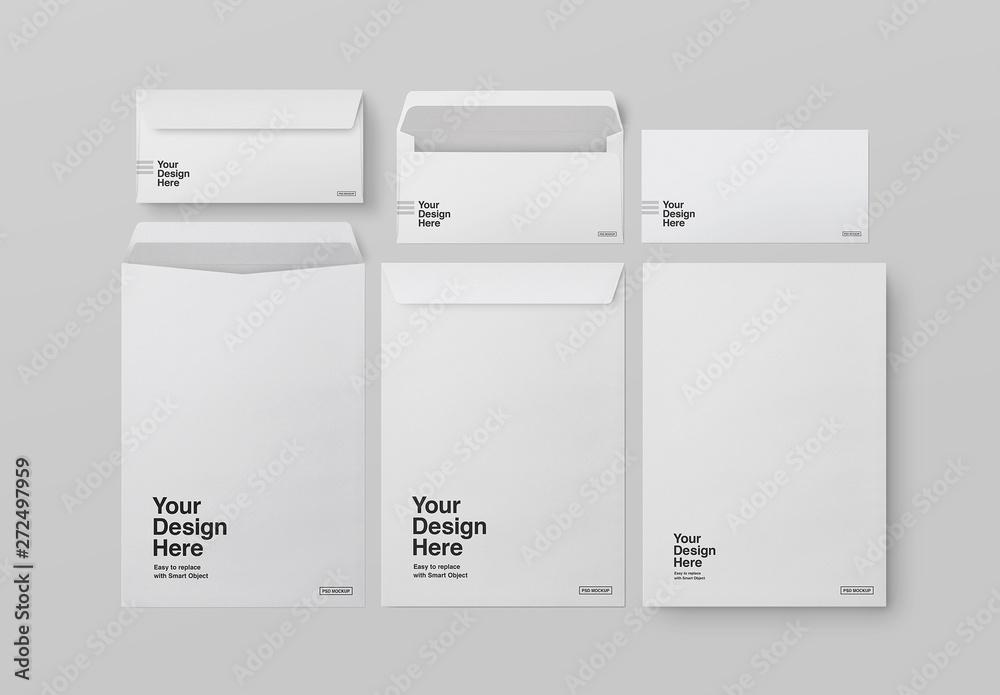Various Sized Envelopes Mockup Stock 템플릿 | Adobe Stock