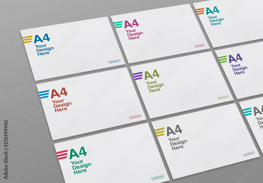 Angled Perspective of Horizontal Pages Mockup Stock Template | Adobe Stock