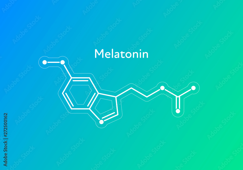 Vector hormones gradient banner template. Melatonin structure on blue ...