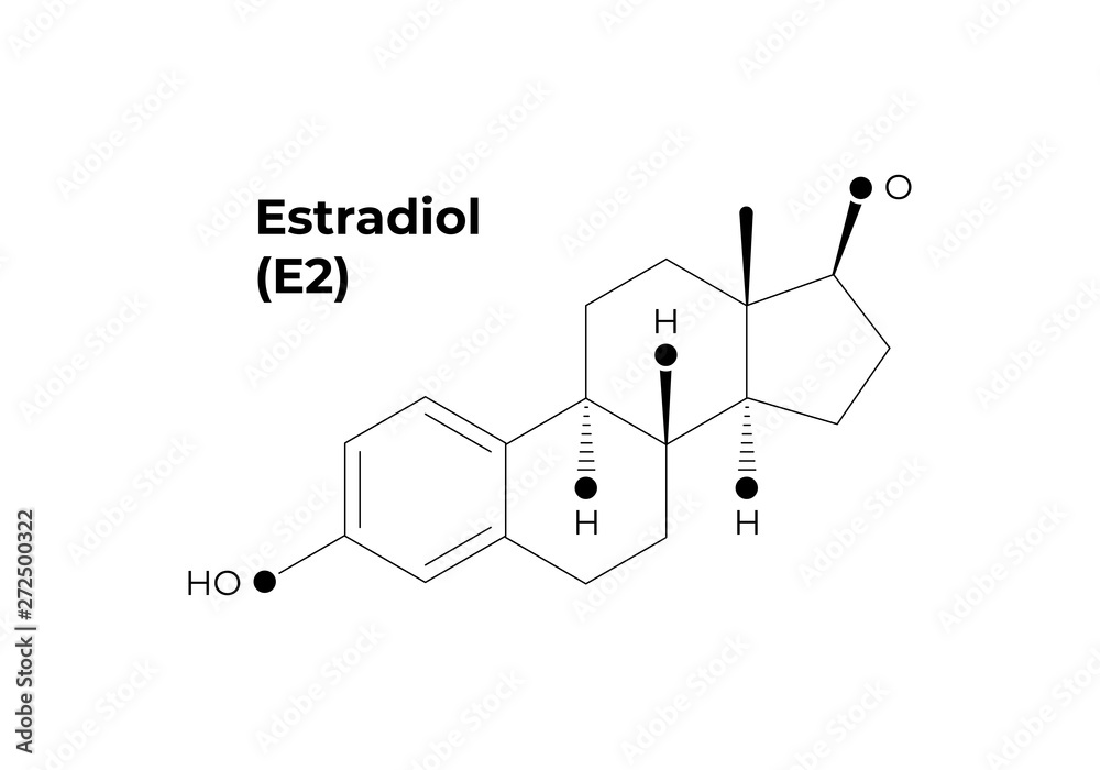 Vector hormones minimalistic banner template. Black estradiol structure ...