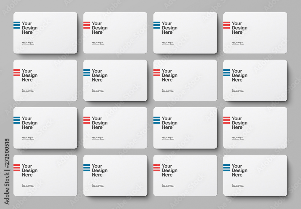 16 Round Corner Business Cards of 2 Alternating Designs Mockup Stock ...