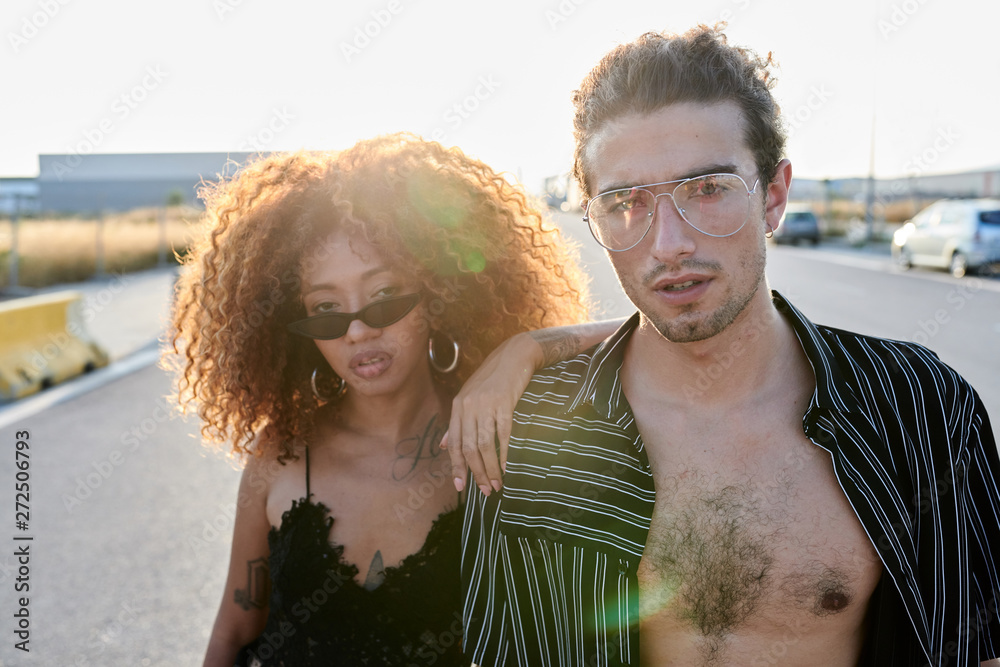 Sexy couple in back light. Stock Photo | Adobe Stock