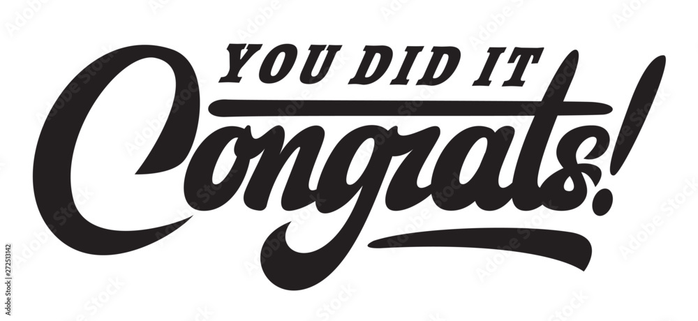 Illustration with calligraphic inscription. Congrats. Vector element ...