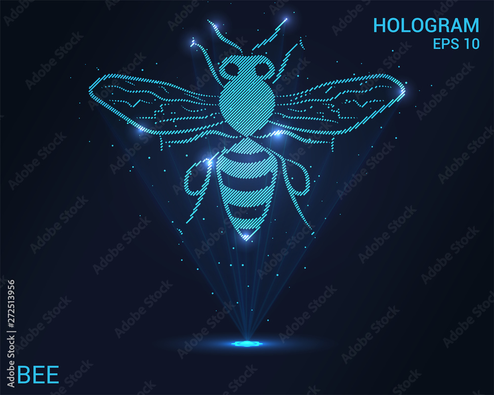 Hologram bee. Holographic projection of the bee. Flickering energy flux ... Hologram bee. Holographic projection of the bee. Flickering energy flux ...
