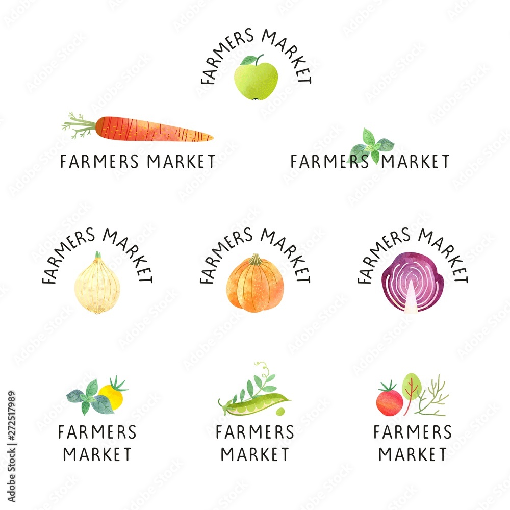 Vetor de Farmers market, labels, template. Farm, agriculture, natural ...
