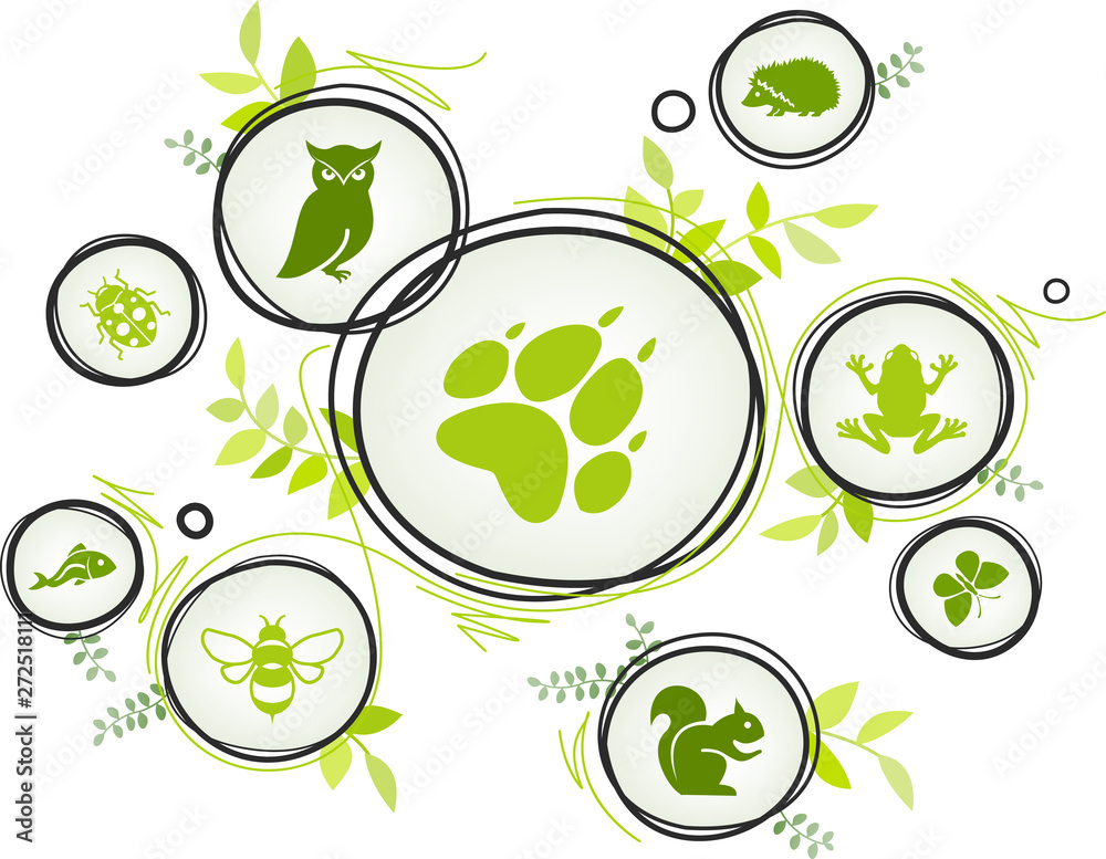 wildlife / biodiversity icon concept – endangered animals icons, vector ...