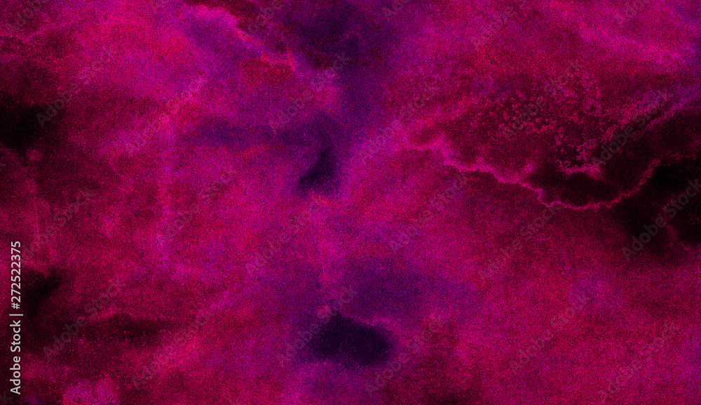 Dark magenta watercolor on black background. Pink paper texture water ...