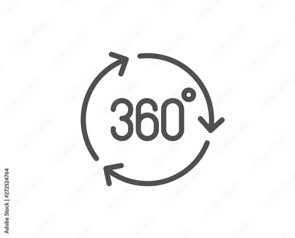 360 degree line icon. VR technology simulation sign. Panoramic view ...